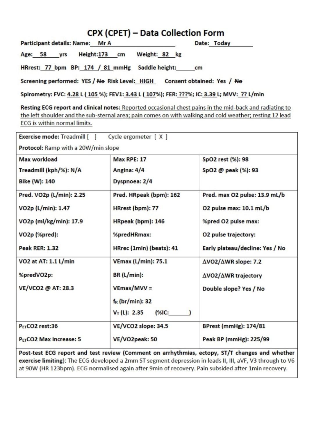 Solved CPX (CPET) - Data Collection Form Participant | Chegg.com