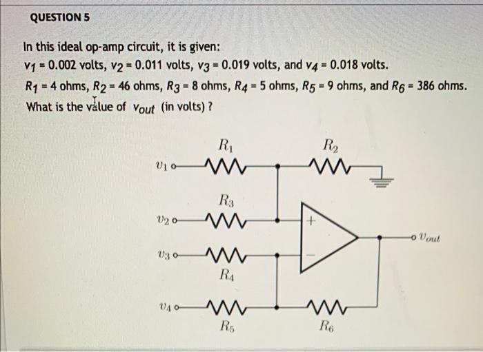 Solved In this ideal op-amp circuit, it is given: v1=0.002 | Chegg.com
