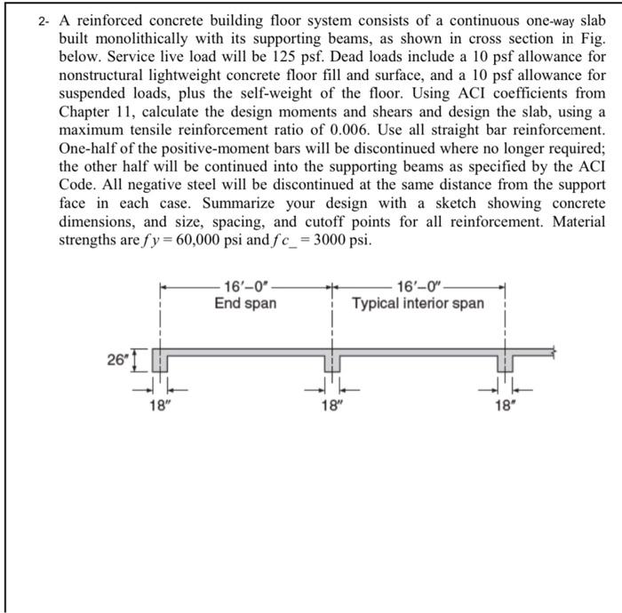 Solved 2- A reinforced concrete building floor system | Chegg.com