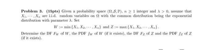 Solved Problem 3. (15pts) Given a probability space (22, | Chegg.com