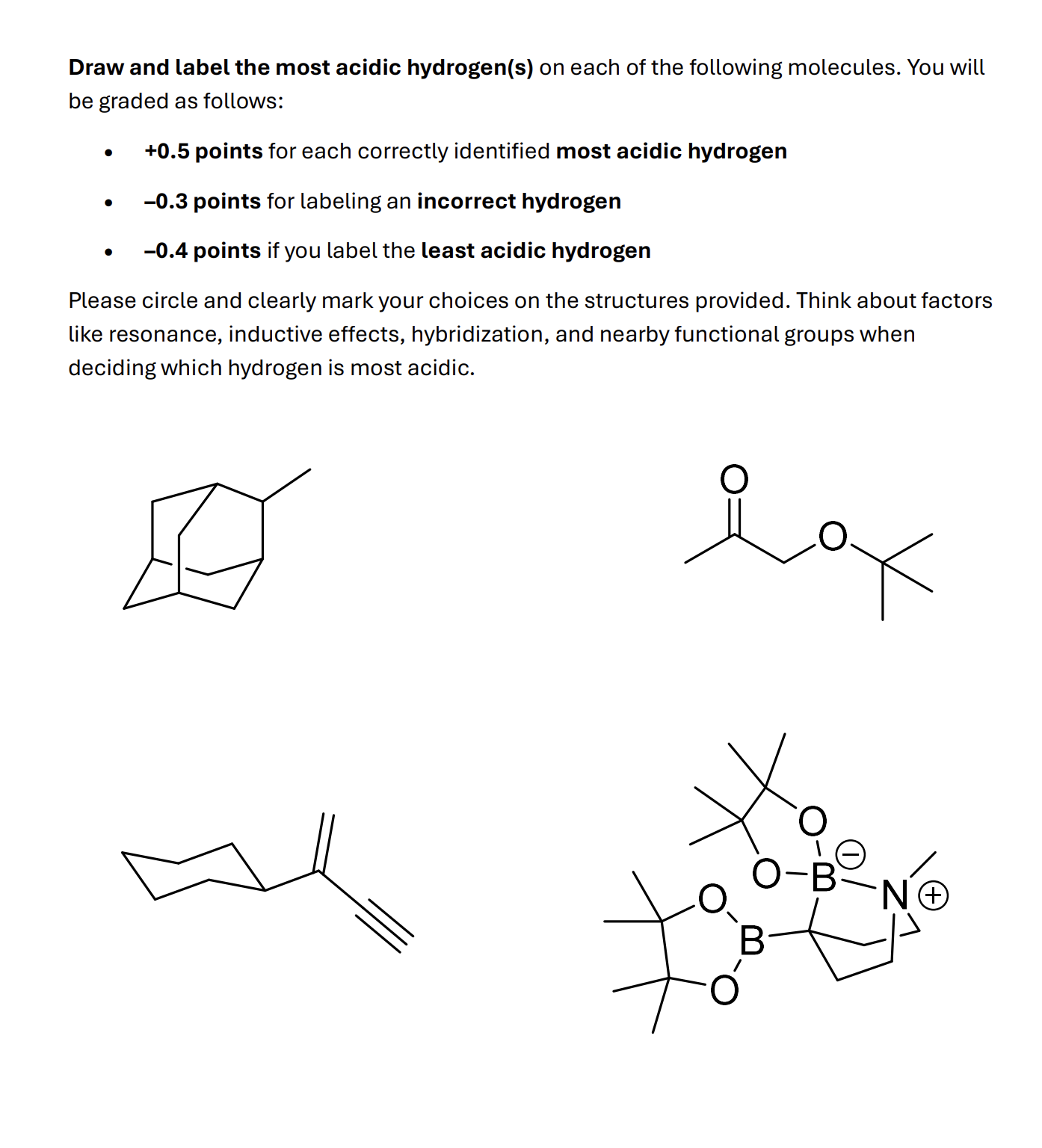 Solved Draw and label the most acidic hydrogen(s) ﻿on each | Chegg.com