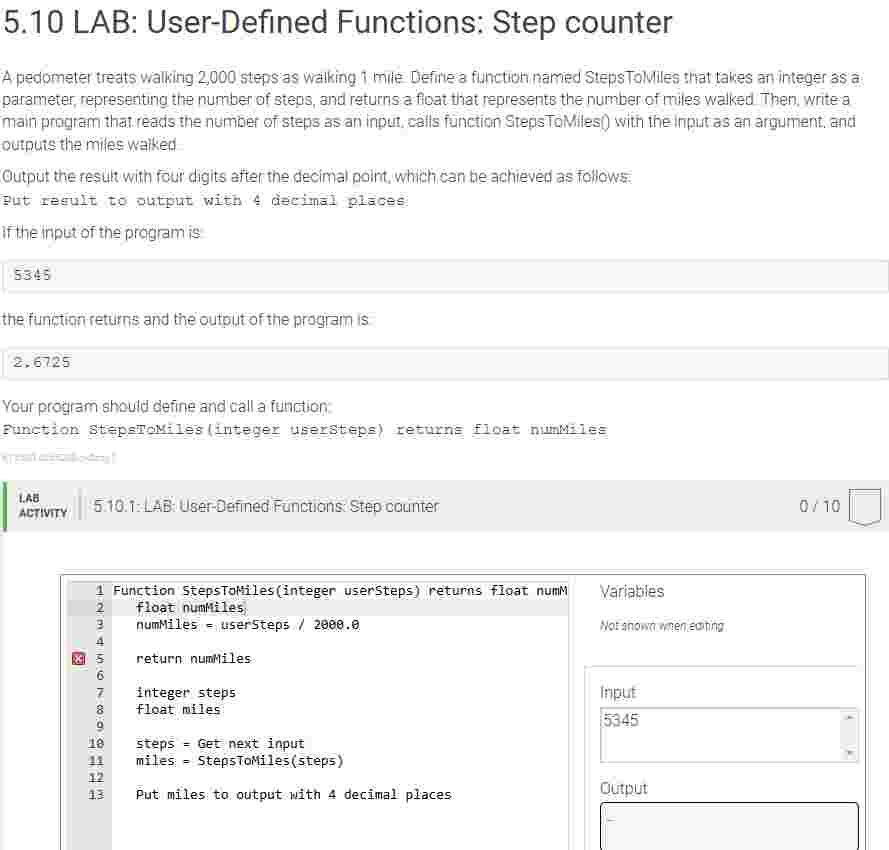 Solved Coral Language 5.10 ﻿LAB: User-Defined Functions: | Chegg.com