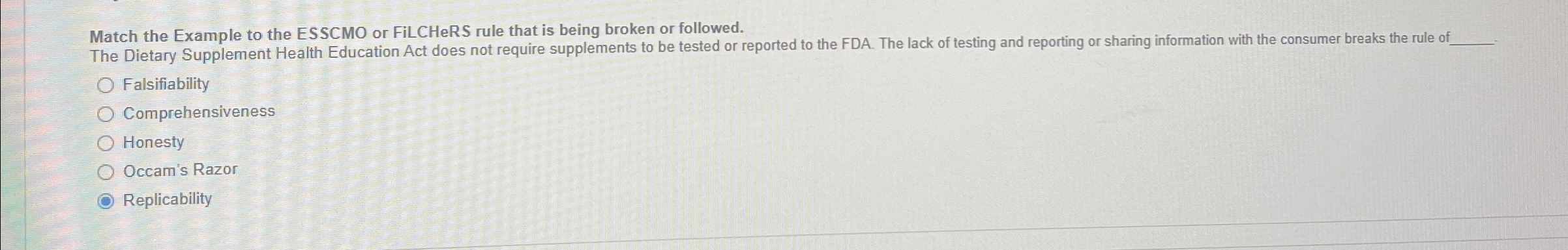 Solved Match the Example to the ESSCMO or FiLCHeRS rule that | Chegg.com