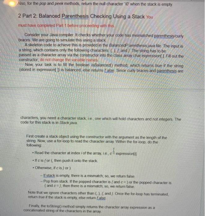 Solved 1 Part 1: Create a Character Stack We are going to | Chegg.com