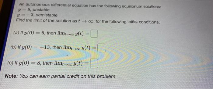 Solved An autonomous differential equation has the following | Chegg.com