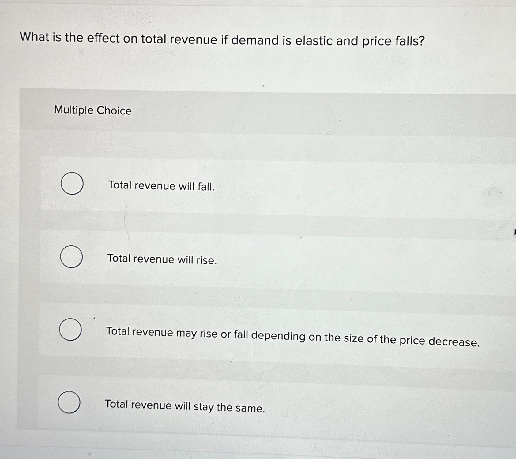 Solved What is the effect on total revenue if demand is | Chegg.com