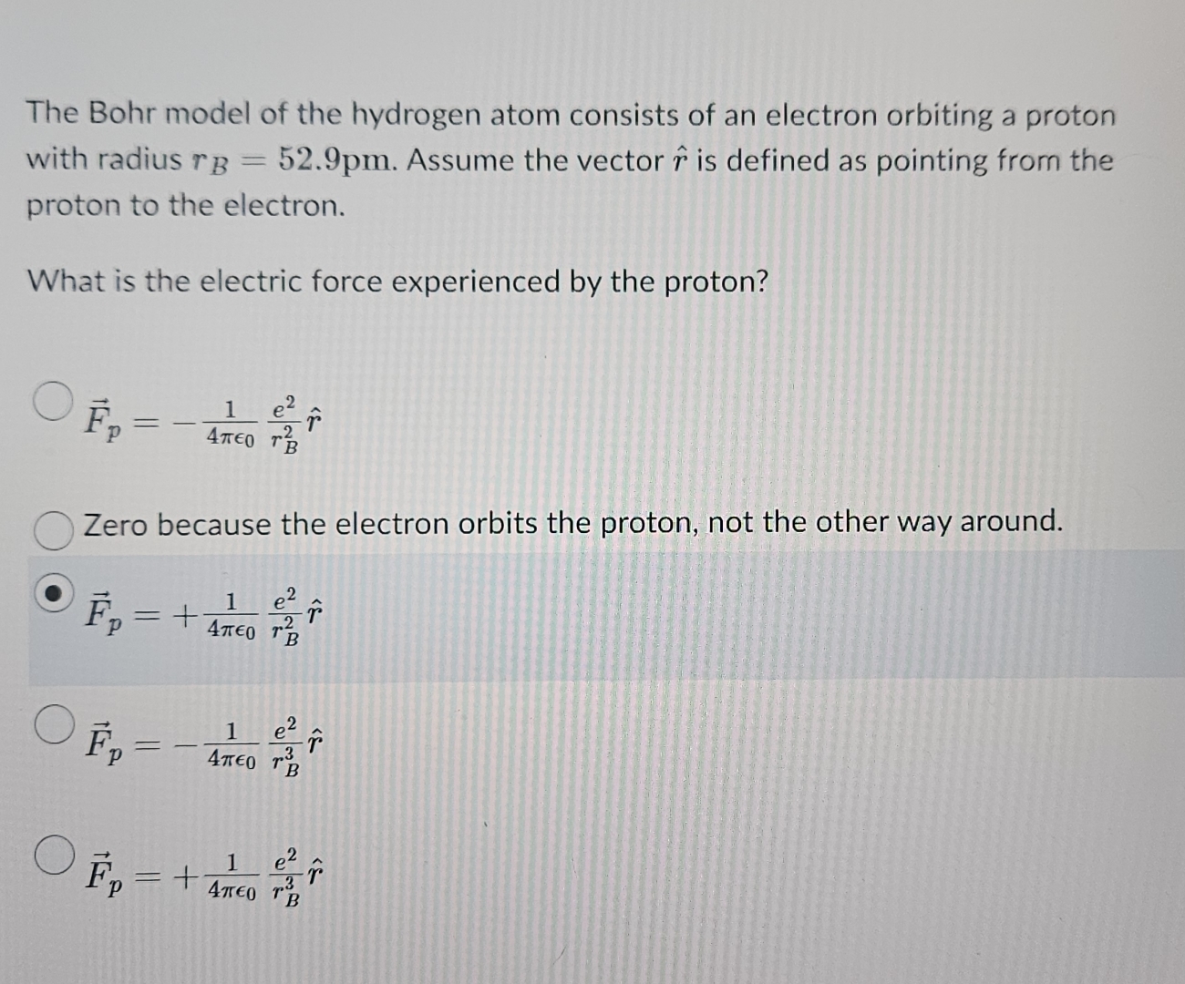 The Bohr model of the hydrogen atom consists of an | Chegg.com