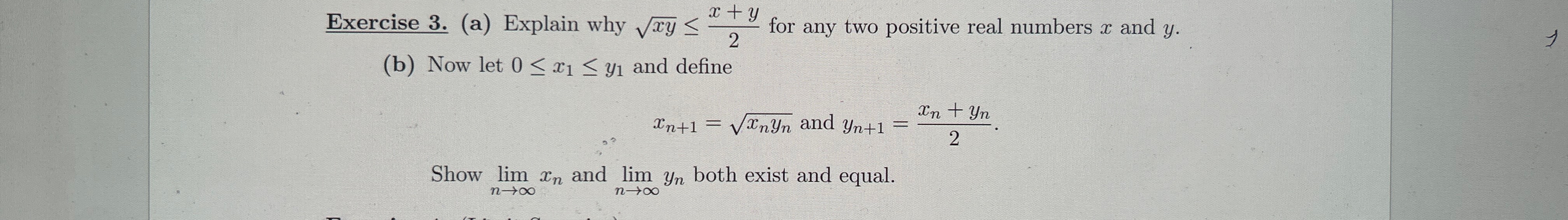Exercise 3. (a) ﻿Explain why xy2≤x+y2 ﻿for any two | Chegg.com