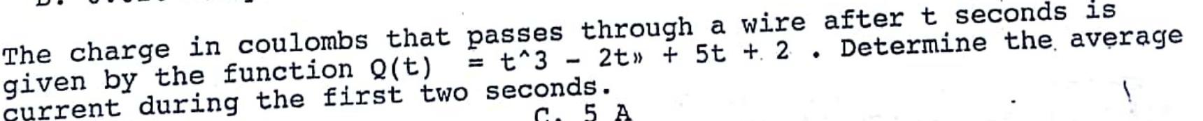 Solved - The charge in coulombs that passes through a wire | Chegg.com