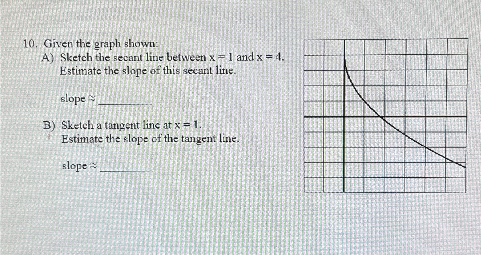 Solved Given the graph shown:A) ﻿Sketch the secant line | Chegg.com