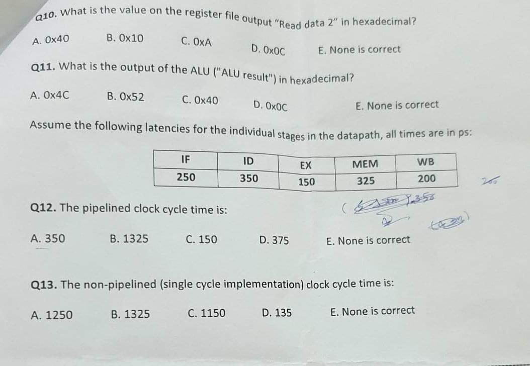 Solved a10. What is the value on the register file output | Chegg.com