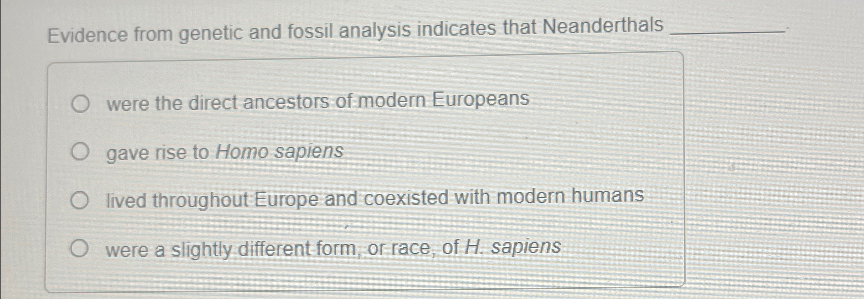 Solved Evidence from genetic and fossil analysis indicates | Chegg.com