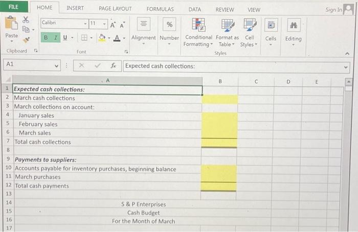 Solved Preparing a Cash Budget with Supporting Schedules | Chegg.com