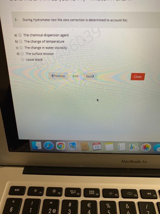 Solved 3. During Hydrometer test the zero correction is | Chegg.com