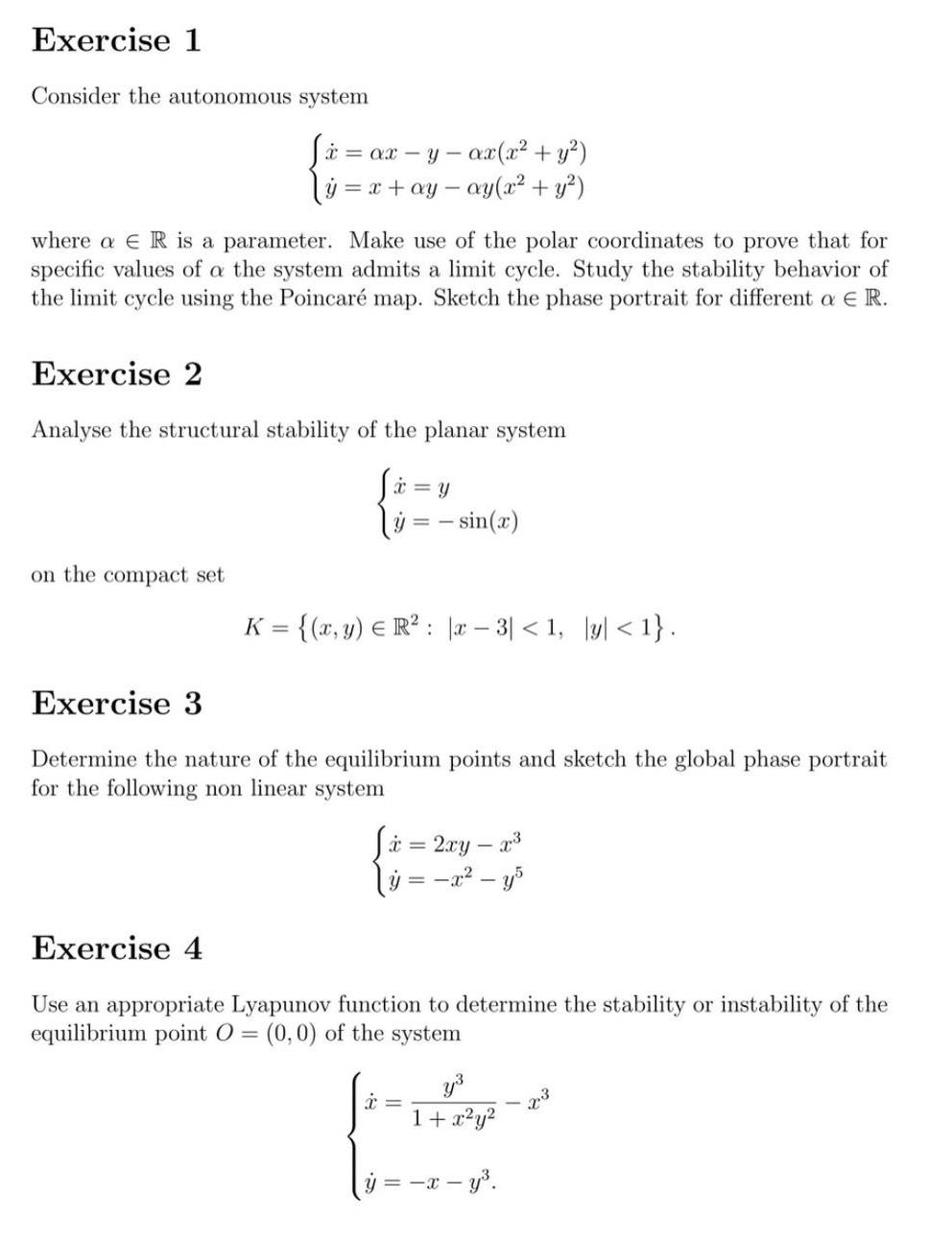 Solved Exercise 1Consider the autonomous | Chegg.com
