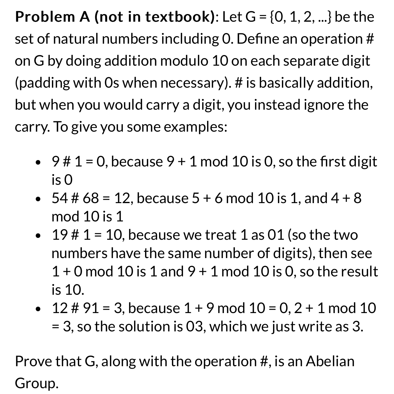 Solved Problem A (not in textbook): Let G={0,1,2,dots} be | Chegg.com Solved Problem A (not in textbook): Let G={0,1,2,dots} be | Chegg.com