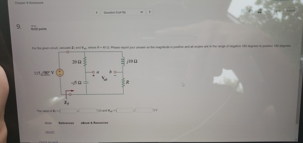 Solved For the given circuit, calculate Zt and Vab, where R | Chegg.com