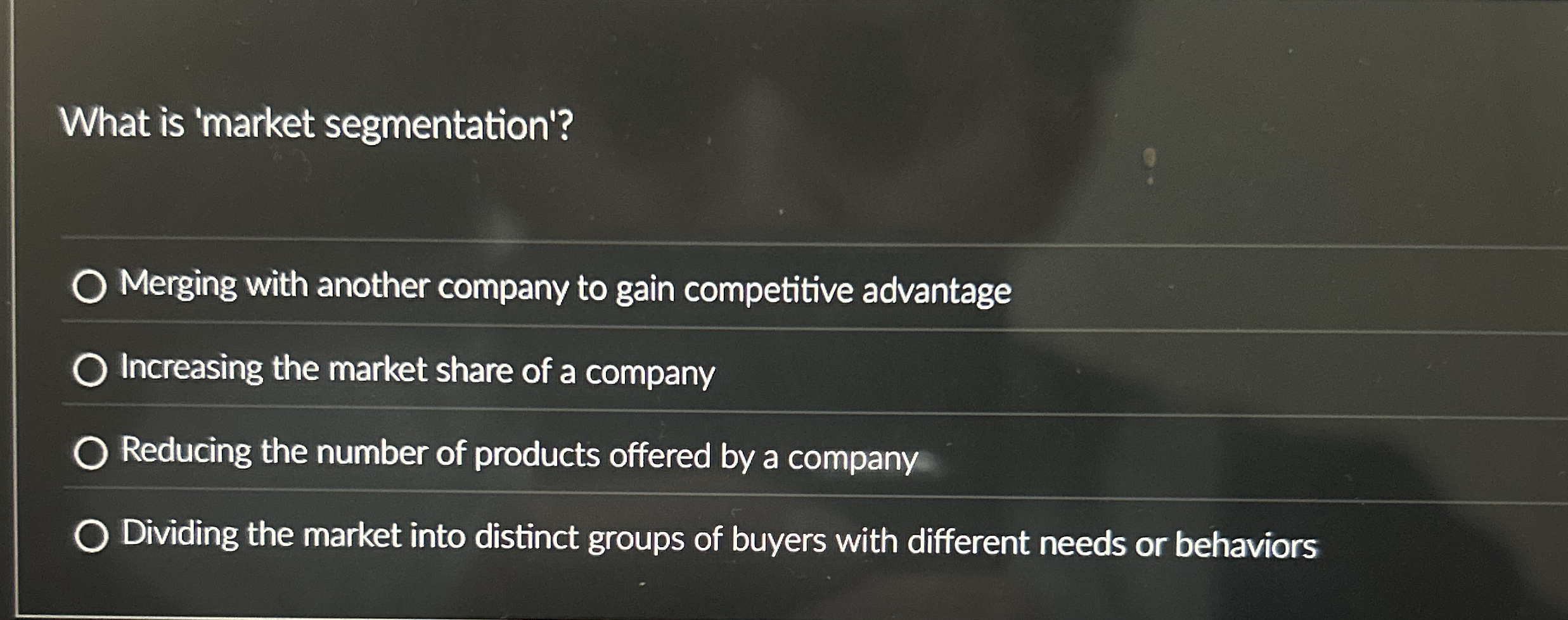 Solved What is 'market segmentation'?Merging with another | Chegg.com