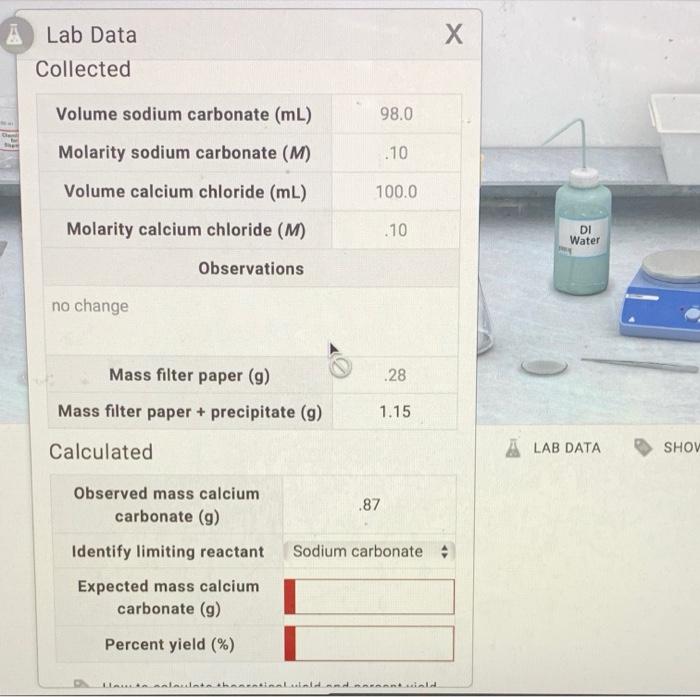 Solved how do i find the expected mass calcium carbonate and | Chegg.com