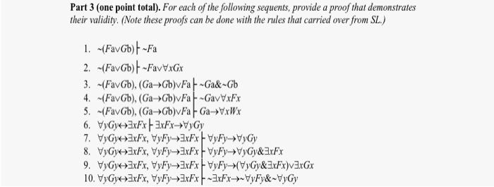 Solved Part 3 (one point total). For each of the following | Chegg.com