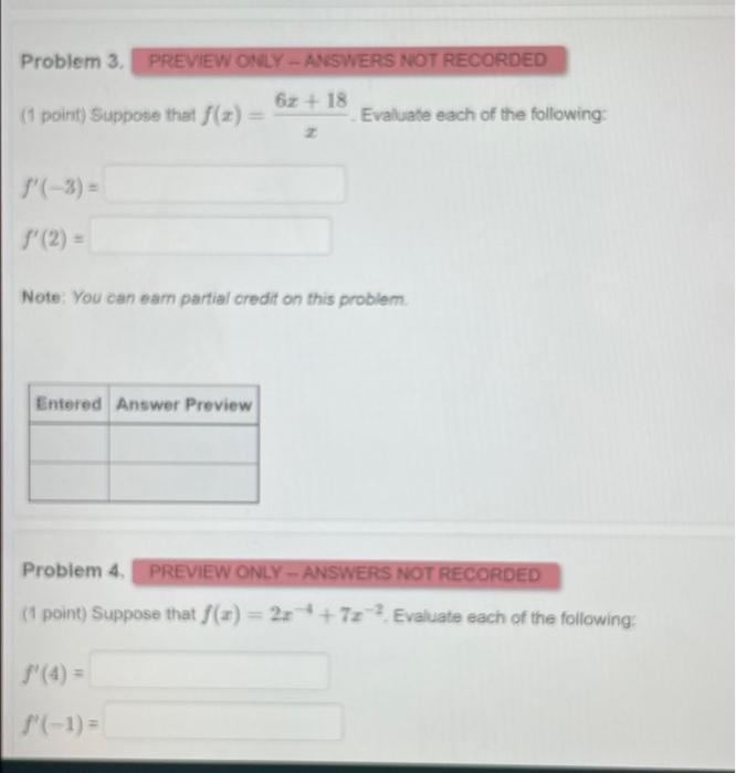 Solved Problem 5 PREVIEW ONLY ANSWERS NOT RECORDED [t point) | Chegg.com