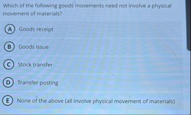 Solved Which of the following goods movements need not | Chegg.com