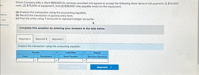 Solved ts eBook Print eferences Groro Company bills a client | Chegg.com