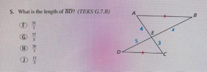 Solved 5. What is the length of BD ? (TEKS G.7.B) | Chegg.com