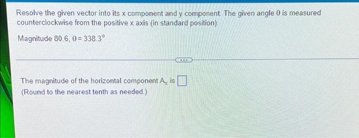 Solved Resolve the given vector into its x component and y | Chegg.com