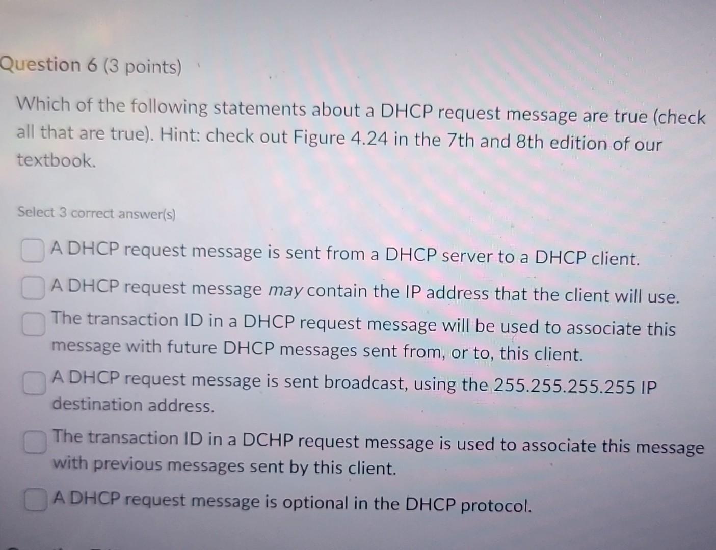 Solved Which of the following statements about a DHCP | Chegg.com