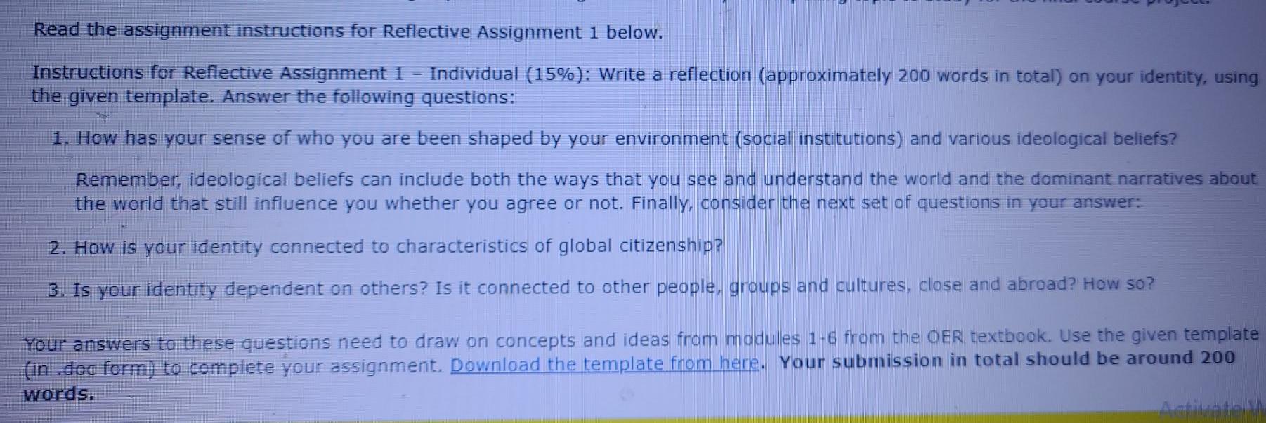 Read the assignment instructions for Reflective | Chegg.com