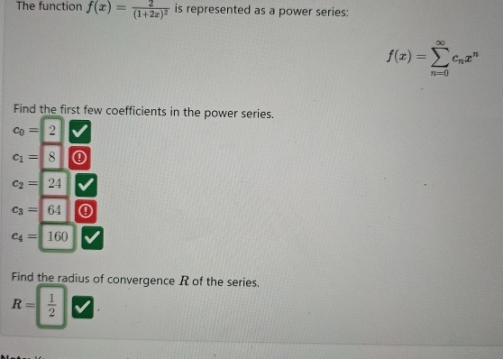 Solved The function f(x)=2(1+2x)2 ﻿is represented as a power | Chegg.com
