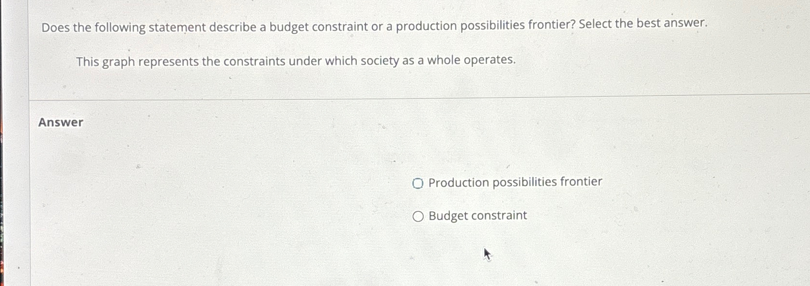 Solved Does the following statement describe a budget | Chegg.com