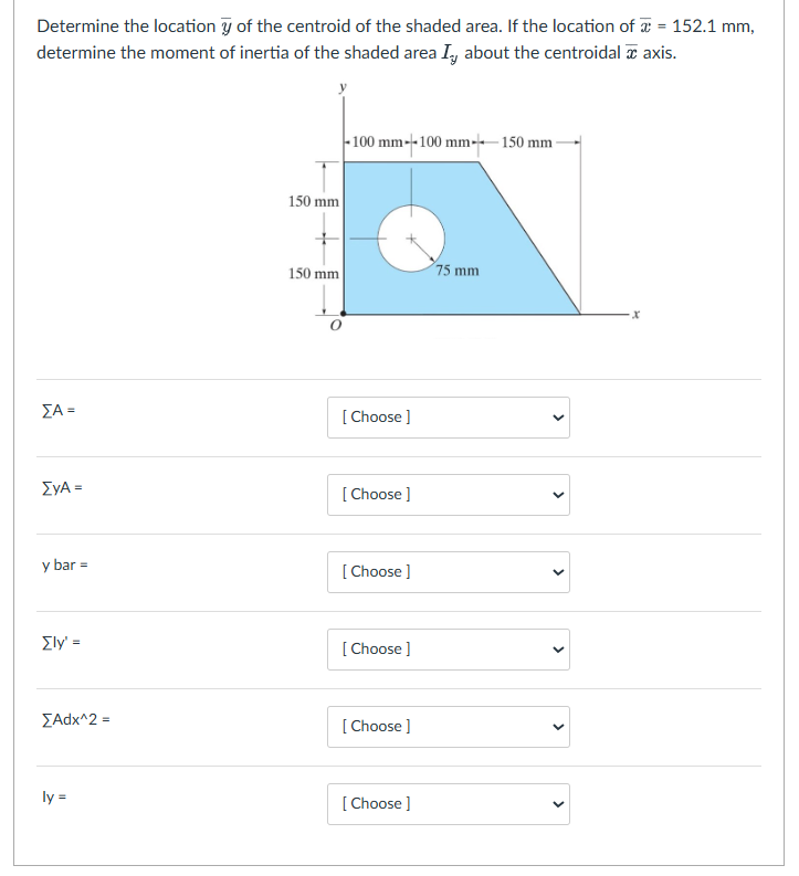 Solved Determine the location ?bar (y) of ﻿the centroid of | Chegg.com