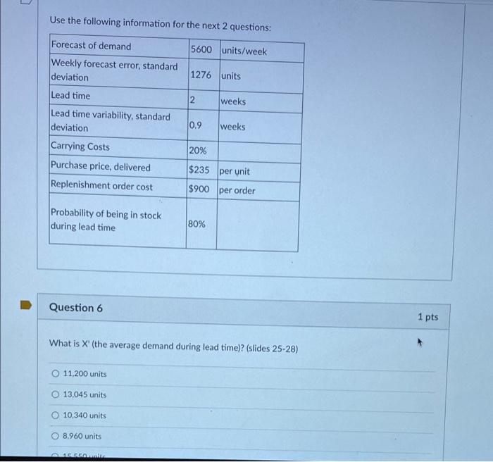 Solved Use the following information for the next 2 | Chegg.com