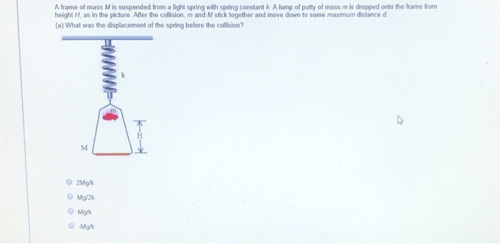 Solved A frame of mass Mis suspended from a light spring | Chegg.com