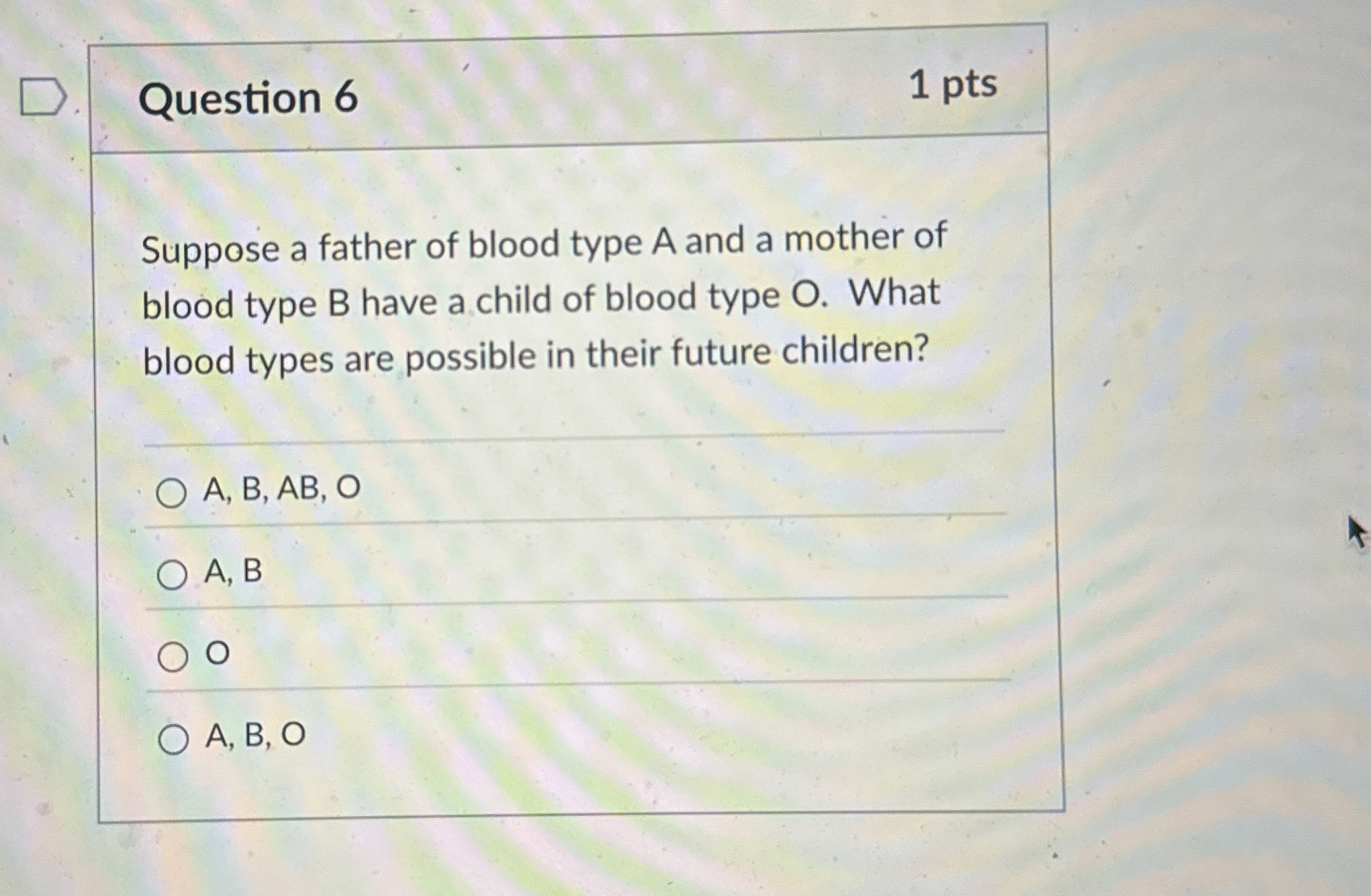 Solved Question 6Suppose a father of blood type A and a | Chegg.com