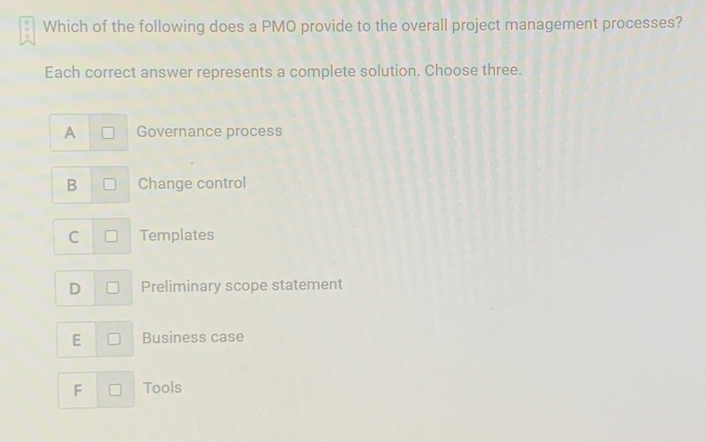 Solved Which of the following does a PMO provide to the | Chegg.com