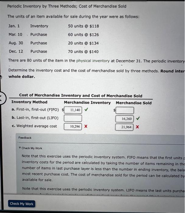 Solved Periodic Inventory by Three Methods; Cost of | Chegg.com