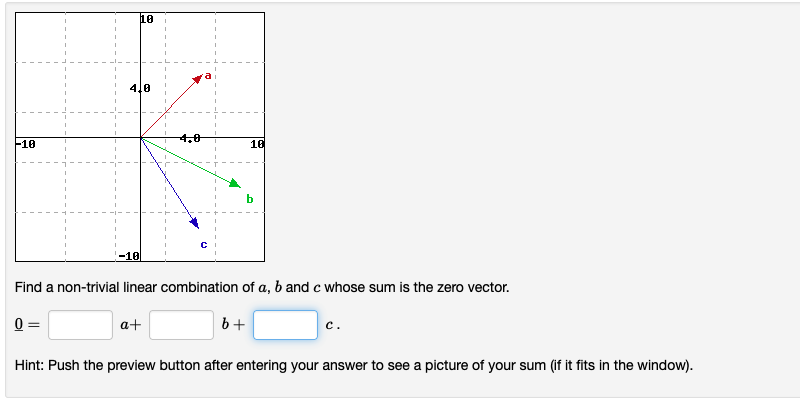 Solved Find a non-trivial linear combination of a,b ﻿and c | Chegg.com