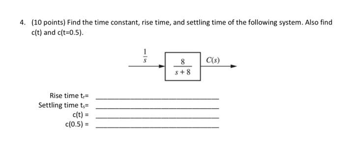 Solved 4. (10 points) Find the time constant, rise time, and | Chegg.com