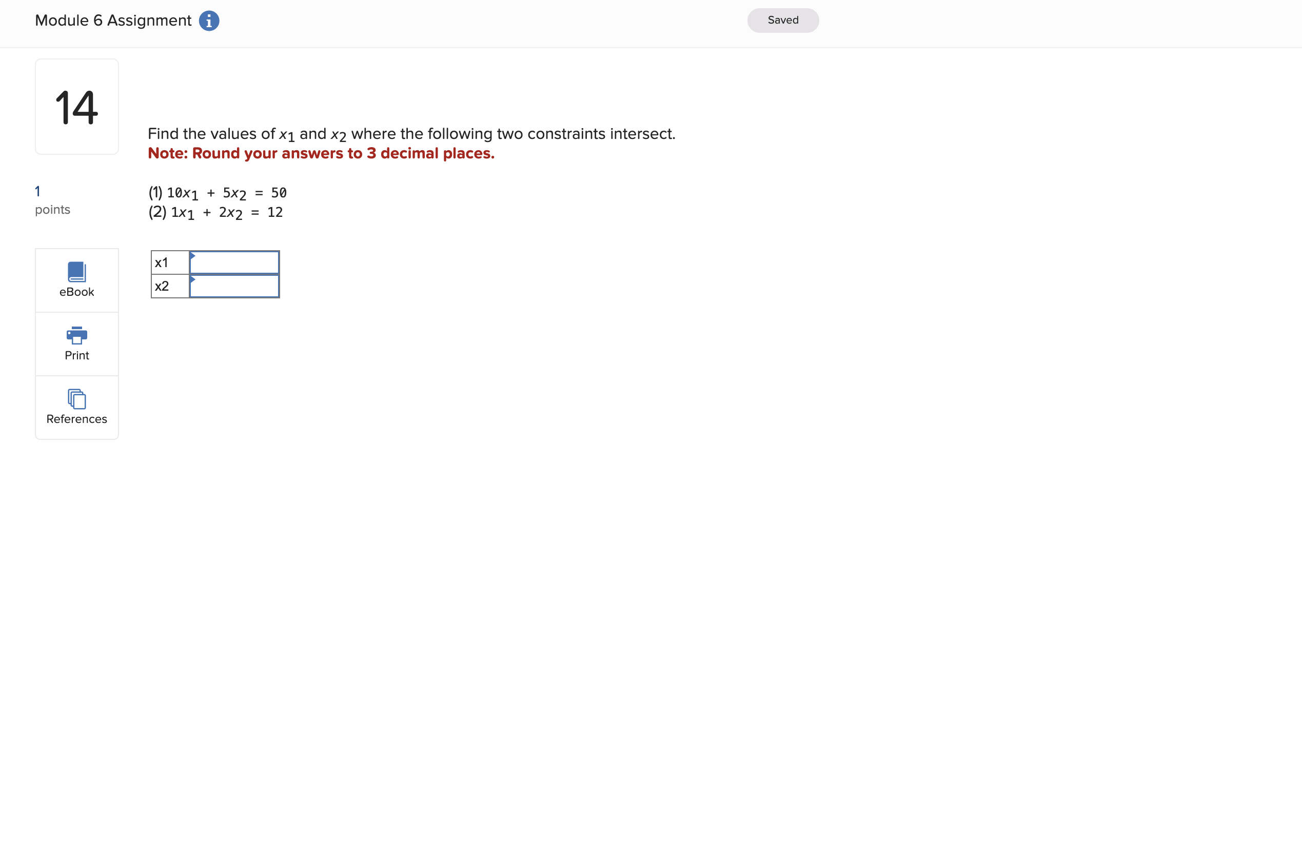 Solved Module 6 ﻿Assignment (i)141Find the values of x1 ﻿and | Chegg.com