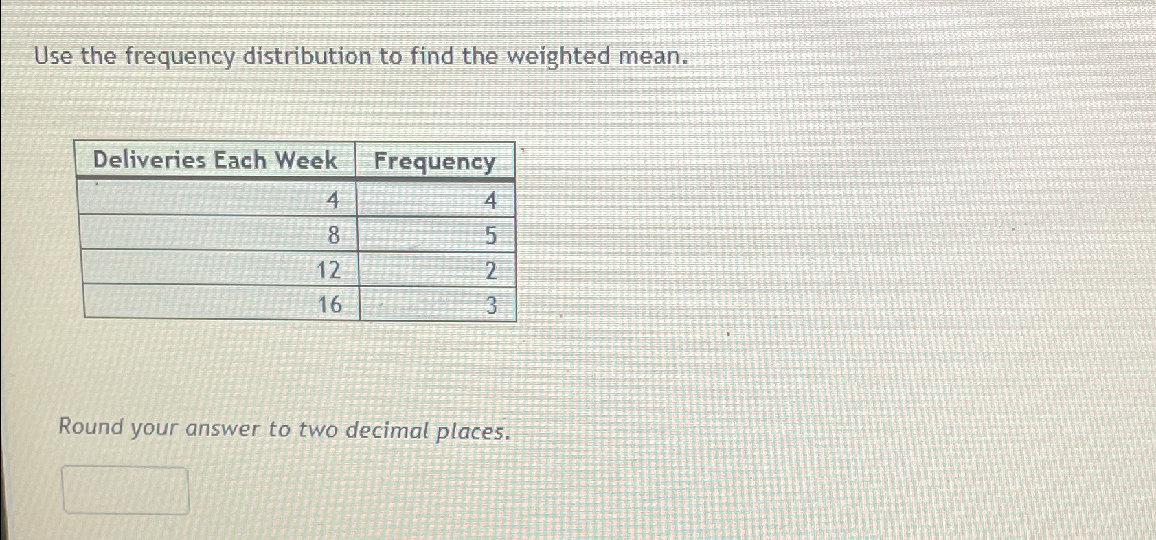 Solved Use the frequency distribution to find the weighted | Chegg.com