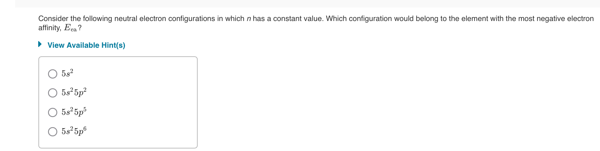 Solved Consider the following neutral electron | Chegg.com