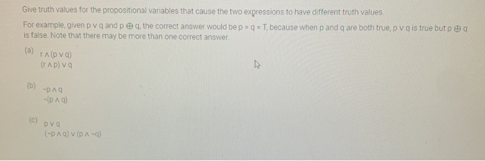 Solved Give truth values for the propositional variables | Chegg.com