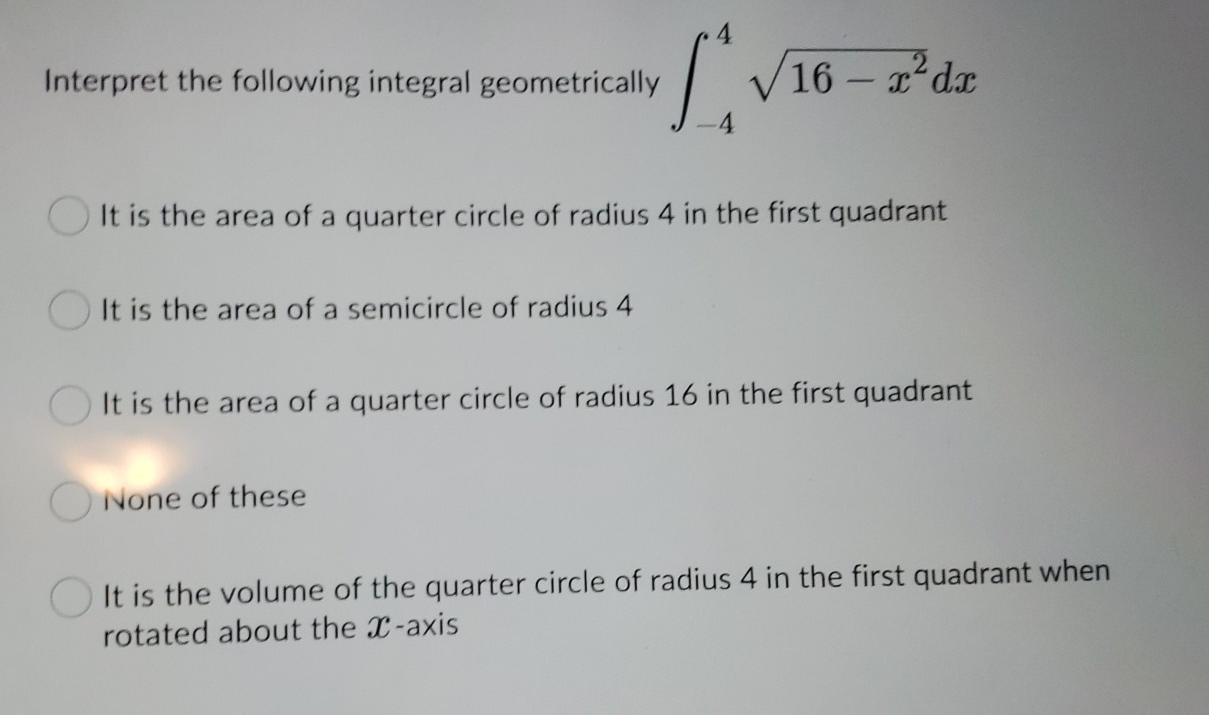 Solved Interpret the following integral geometrically LV16 – | Chegg.com