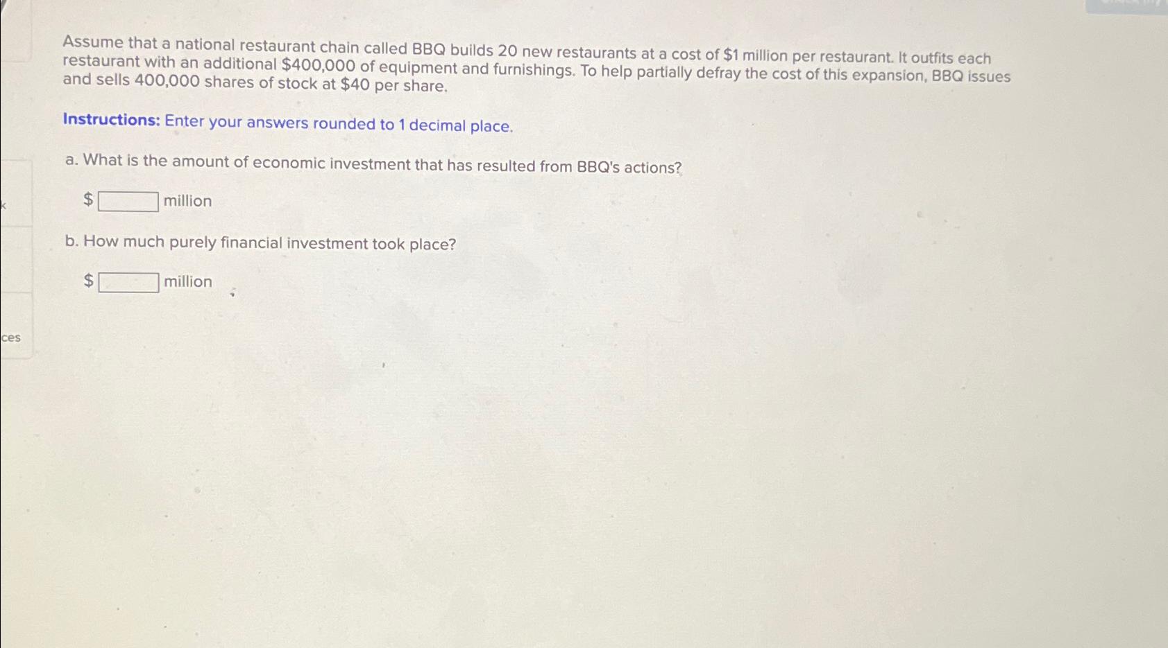 Solved Assume that a national restaurant chain called BBQ | Chegg.com