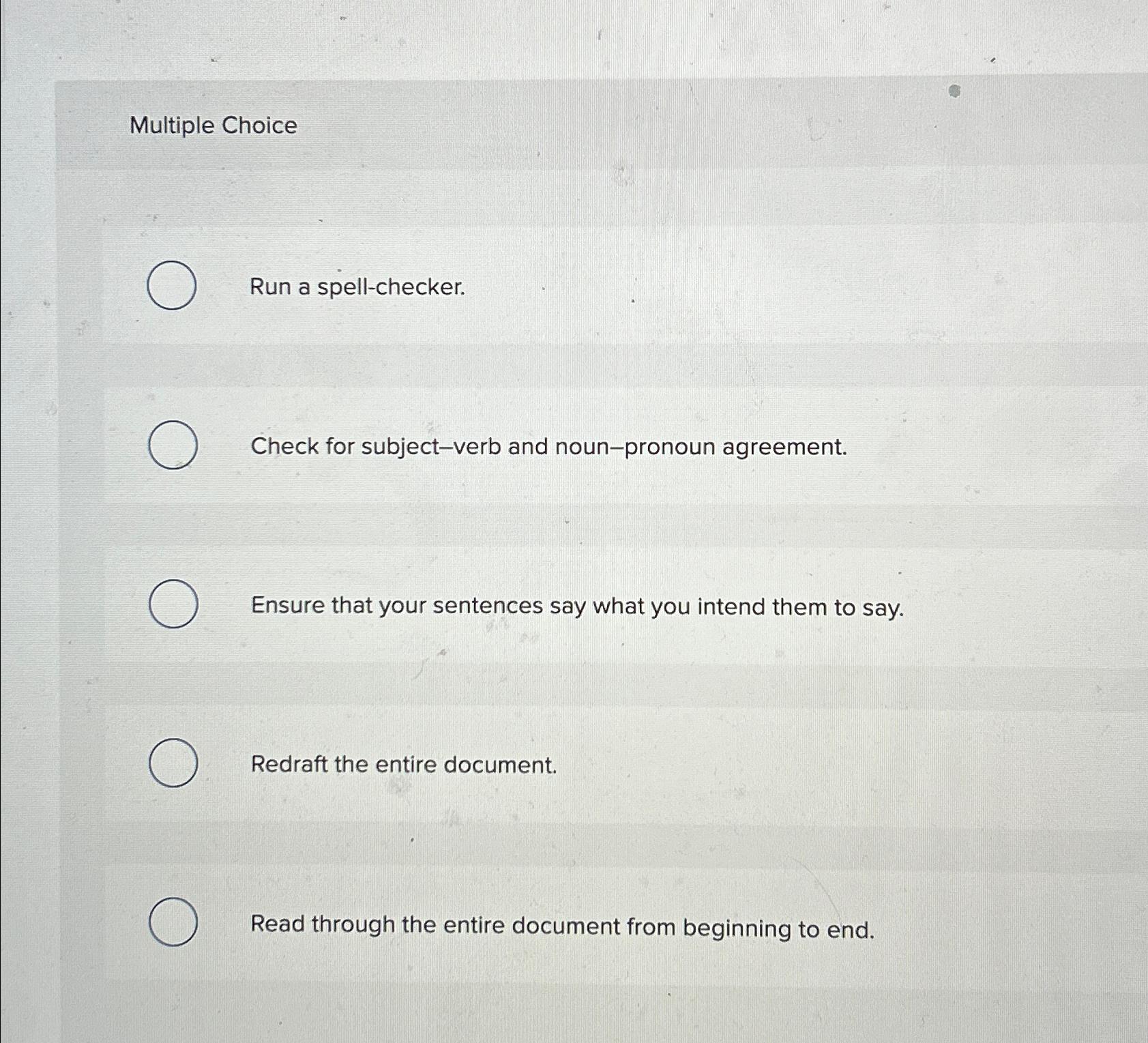 Solved Multiple ChoiceRun a spell-checker.Check for | Chegg.com