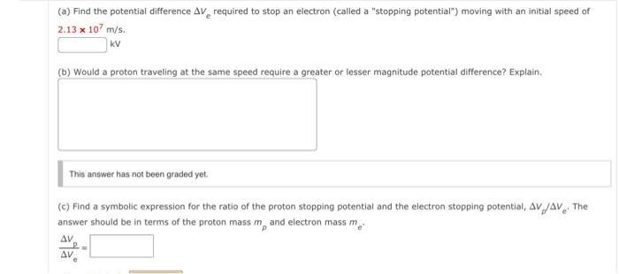 Solved (a) Find the potential difference \\( \\Delta V_{e} | Chegg.com