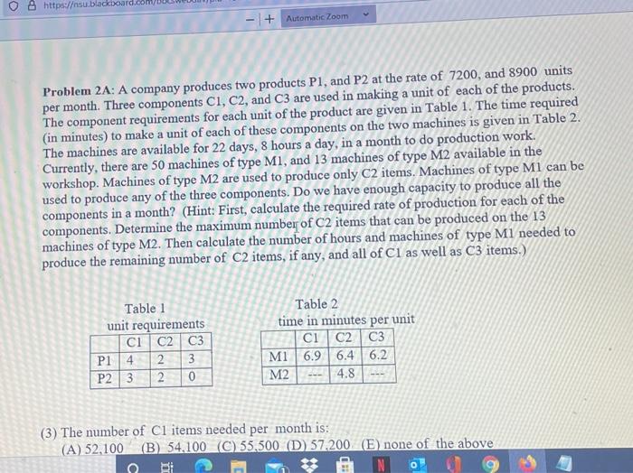 Solved O8 https://nsu.blacko - + Automatic Zoom Problem 2A: | Chegg.com